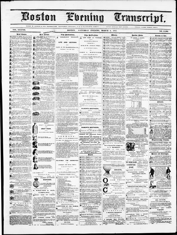 Boston Evening Transcript. March 03, 1866 - Digital Commonwealth