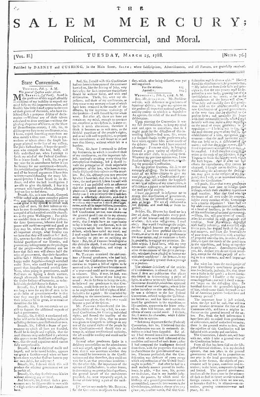 The Salem Mercury: Political, Commercial, and Moral. March 25, 1788 - Digital Commonwealth