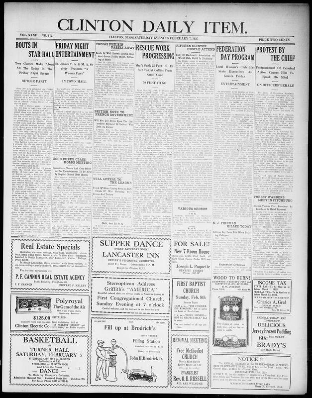 Clinton Daily Item. February 07, 1925 - Digital Commonwealth