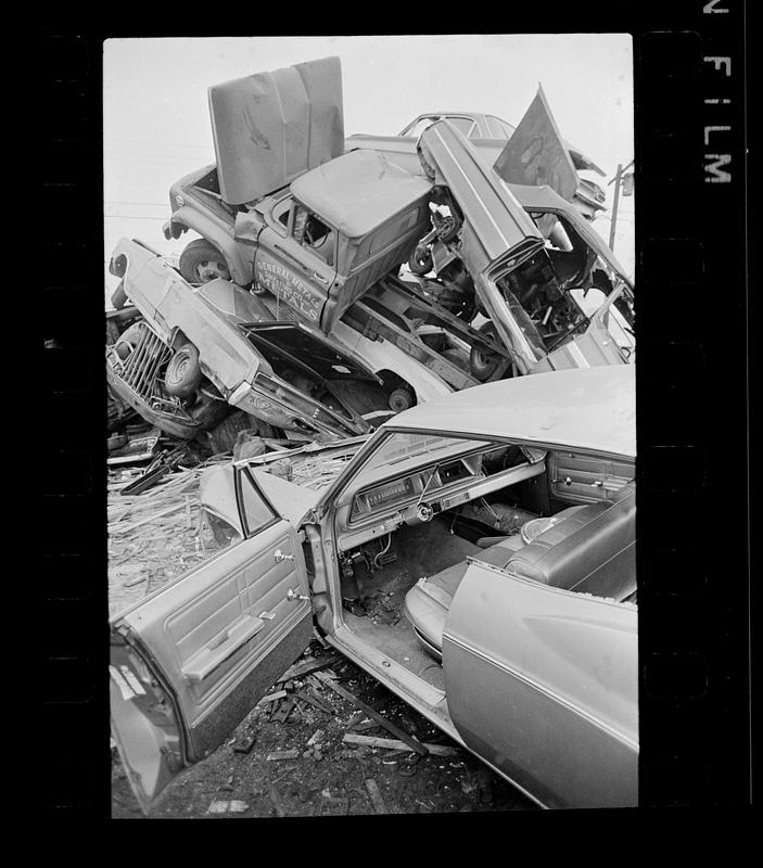 Smashed cars at South Bay incinerator, Boston - Digital Commonwealth