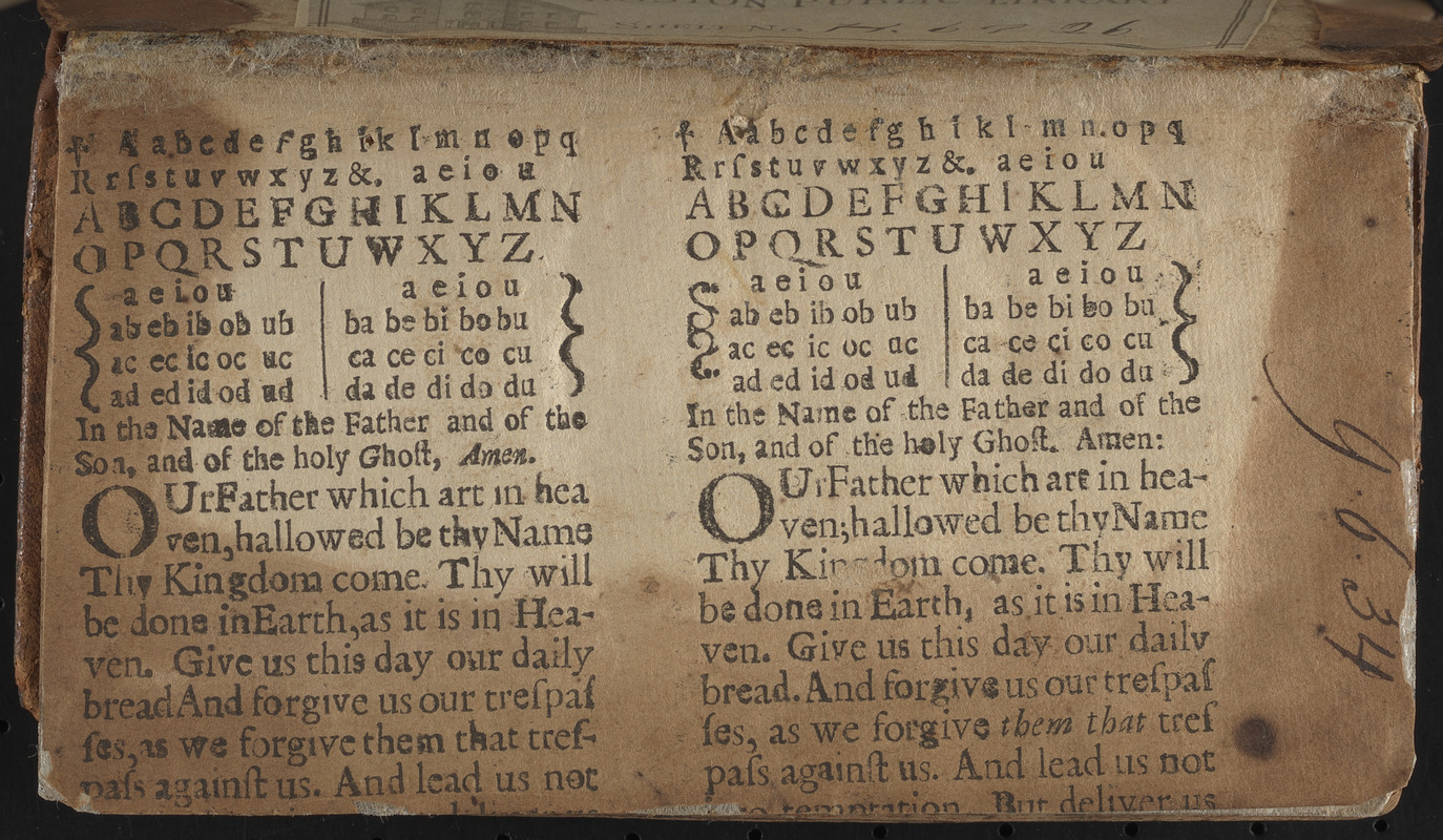Eight settings of a hornbook text : used as 17th-century binder's waste ...