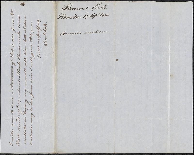 Samuel Cook to George Coffin, 19 April 1851 - Digital Commonwealth
