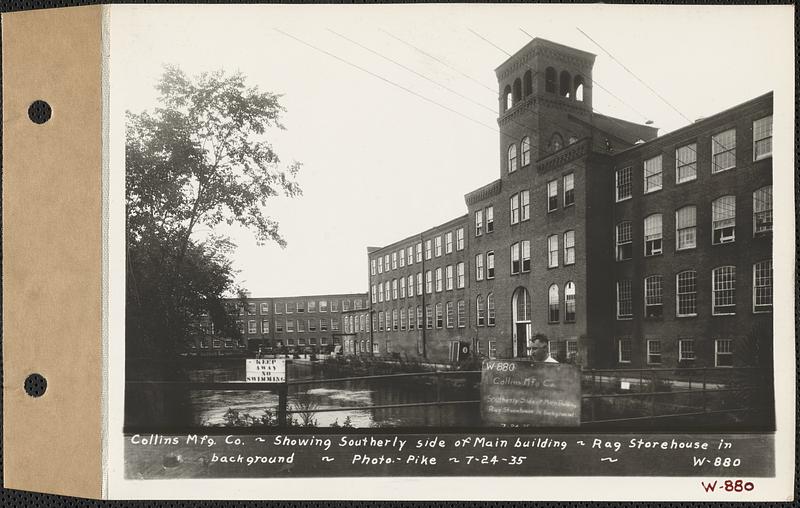Collins Manufacturing Co., showing southerly side of main building, rag ...