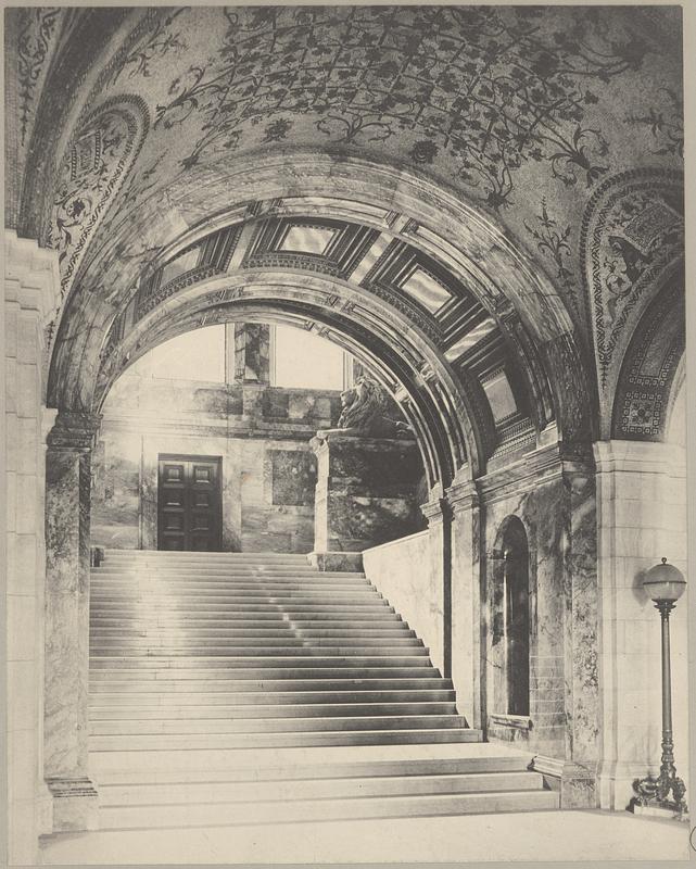 Boston Public Library, stairway from entrance hall - Digital Commonwealth