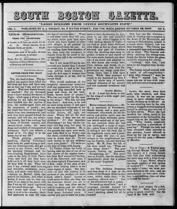 South Boston Gazette. October 30, 1847 - Digital Commonwealth