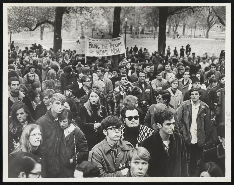 Peaceniks listen to speakers at rally on Boston Common yesterday after ...
