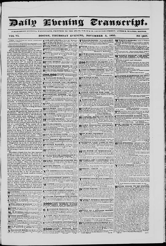 Daily Evening Transcript. November 05, 1835 - Digital Commonwealth