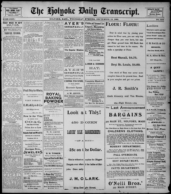 The Holyoke Daily Transcript. September 13, 1893 - Digital Commonwealth