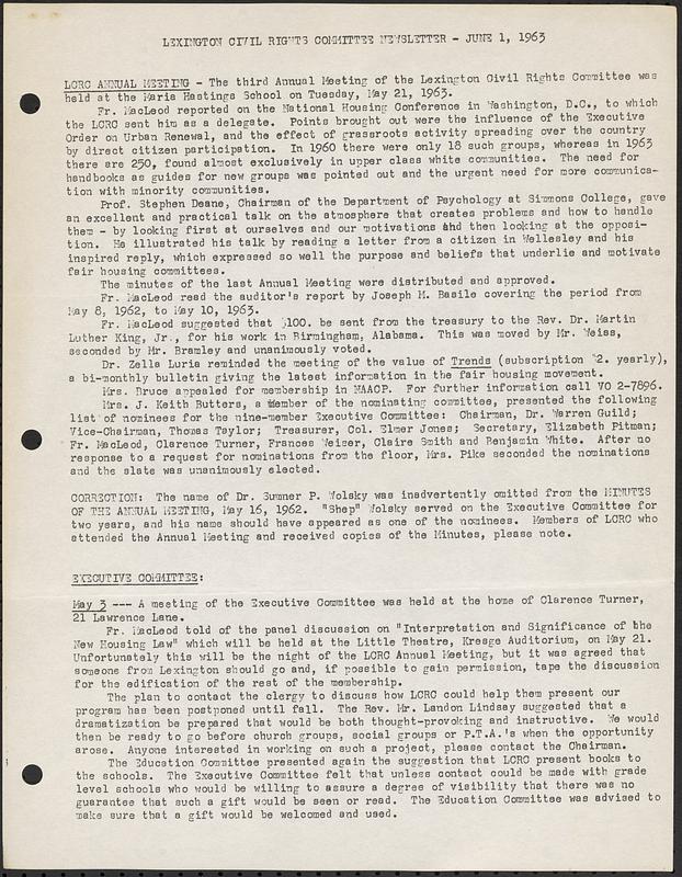 LCRC June 1963 Newsletter - Digital Commonwealth