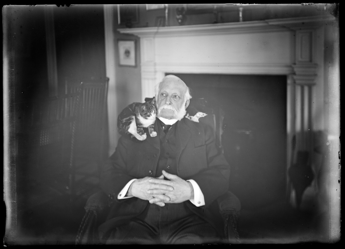 Mr. Comstock and cat - Digital Commonwealth