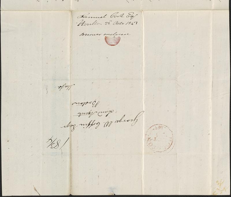 Samuel Cook to George Coffin, 22 October 1843 - Digital Commonwealth