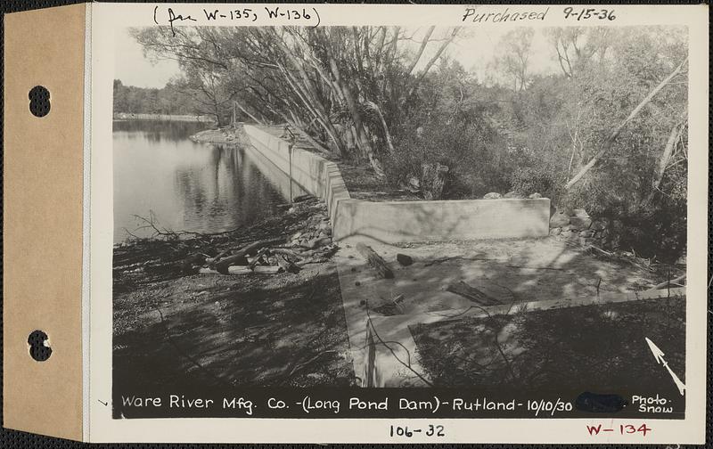 Ware River Manufacturing Co., Long Pond dam, Rutland, Mass., Oct. 10 ...