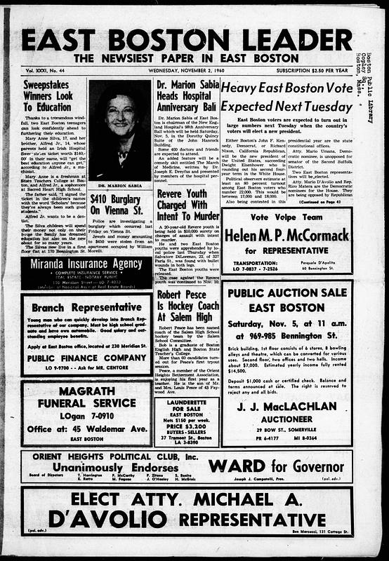 East Boston Leader. November 02, 1960 - Digital Commonwealth