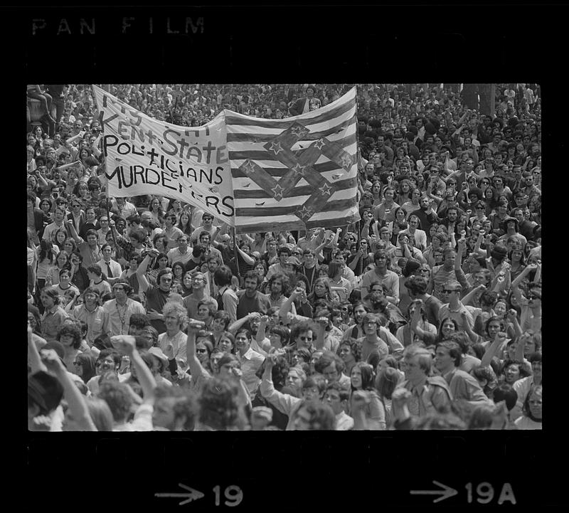 Kent State shootings demonstration: Kent State sympathy banner, State ...