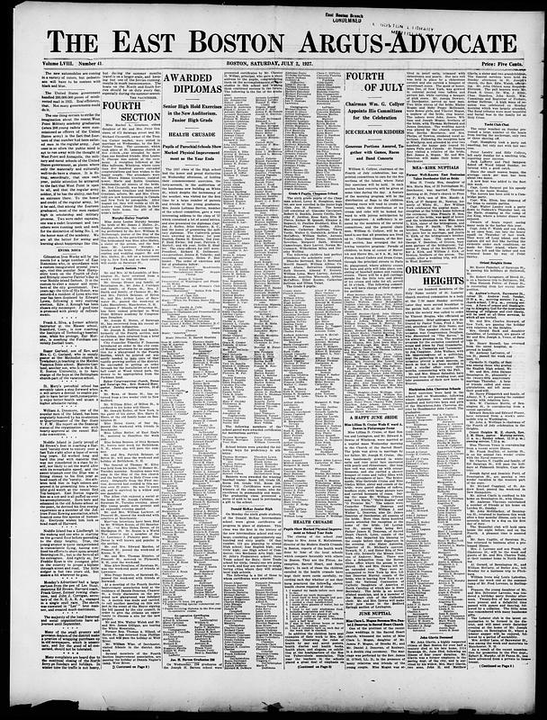 East Boston Argus-Advocate. July 02, 1927 - Digital Commonwealth