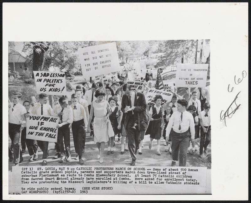 Catholic Protesters March on School -- Some of about 500 Roman Catholic ...