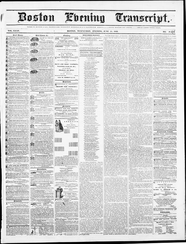 Boston Evening Transcript. June 24, 1863 - Digital Commonwealth