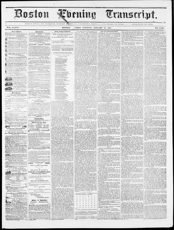 Boston Evening Transcript. January 31, 1865 - Digital Commonwealth