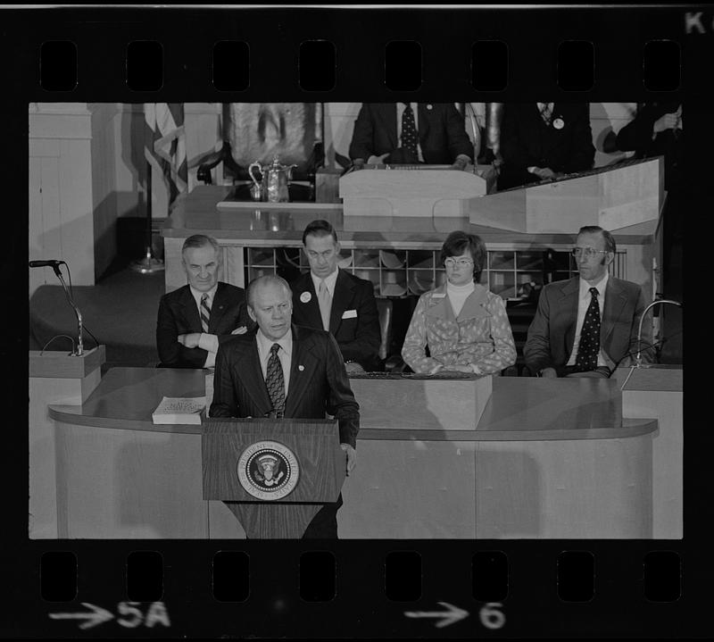 President Gerald Ford giving speech in Concord, New Hampshire - Digital ...