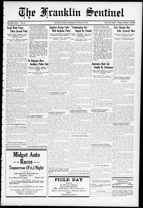 The Franklin Sentinel. August 14, 1941 - Digital Commonwealth