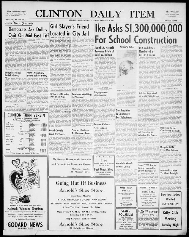 Clinton Daily Item. January 28, 1957 - Digital Commonwealth