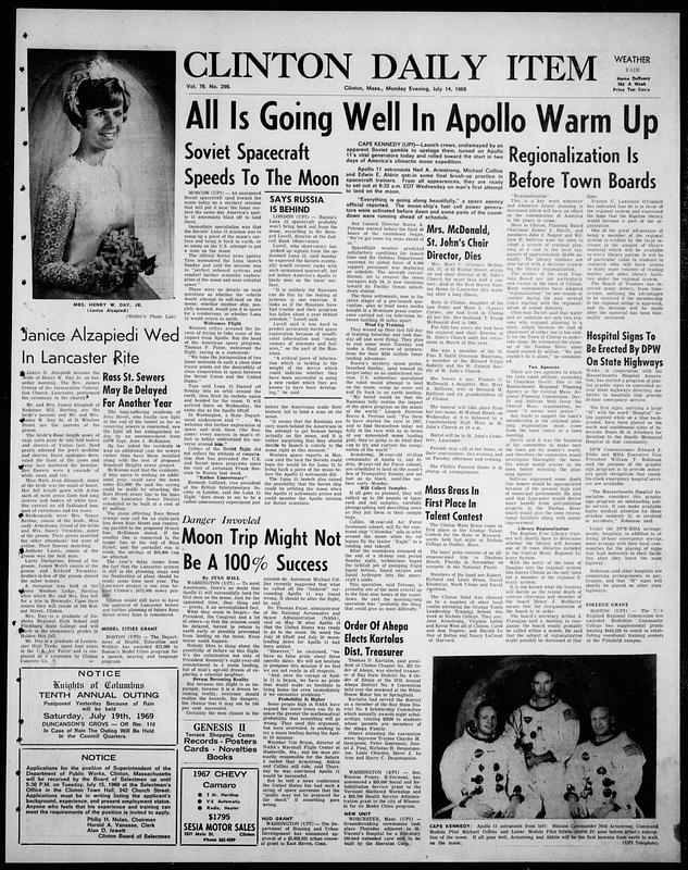 Clinton Daily Item. July 14, 1969 - Digital Commonwealth