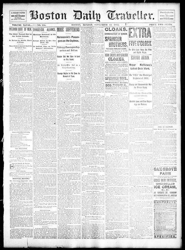 Boston Daily Traveller. September 12, 1892 - Digital Commonwealth