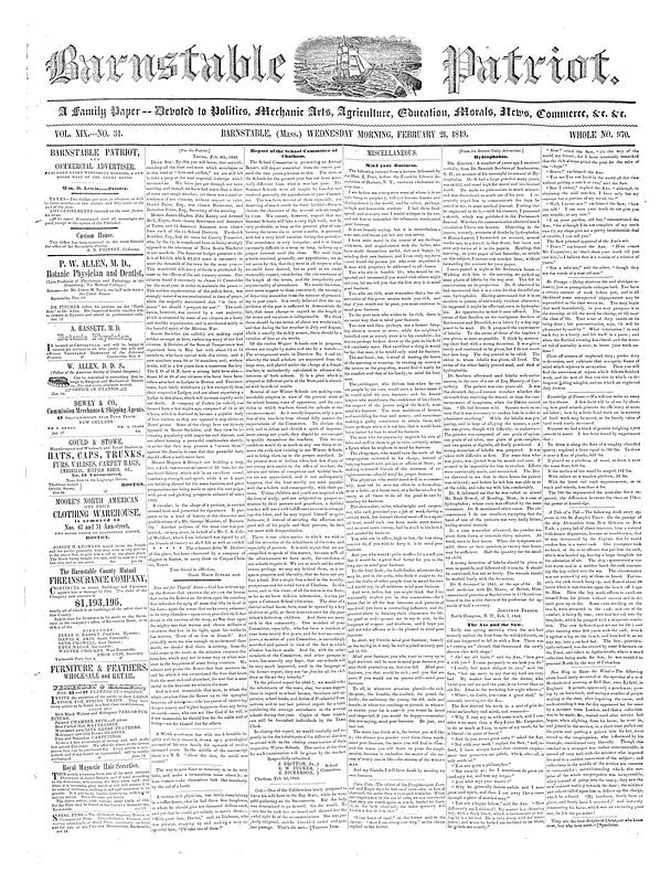 Barnstable Patriot. February 21, 1849 - Digital Commonwealth