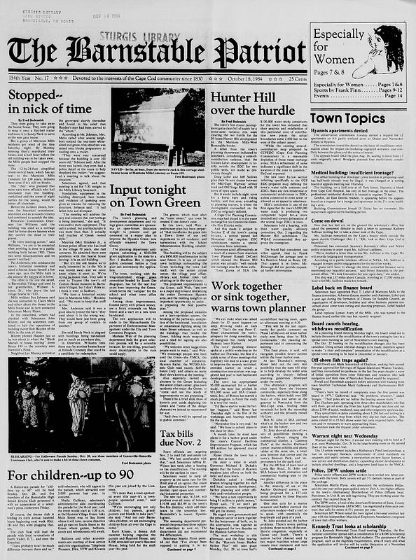 Barnstable Patriot. October 18, 1984 - Digital Commonwealth