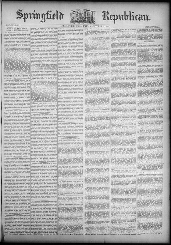Springfield Weekly Republican. October 09, 1885 - Digital Commonwealth