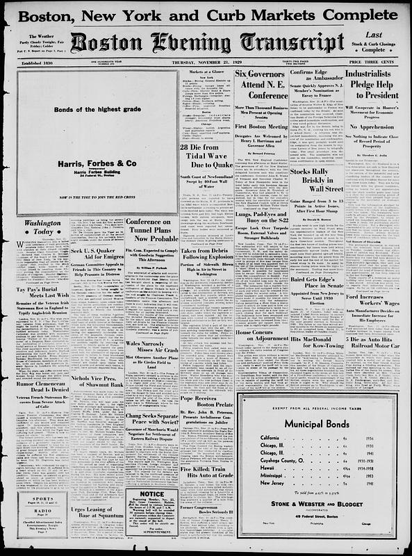 Boston Evening Transcript. November 21, 1929 - Digital Commonwealth