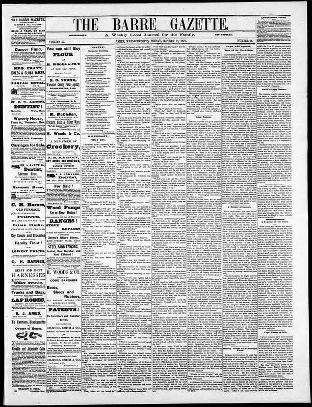 Barre Gazette. October 10, 1879 - Digital Commonwealth