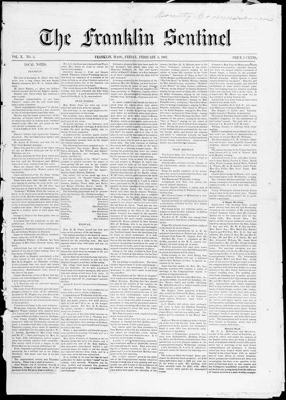The Franklin Sentinel. February 04, 1887 - Digital Commonwealth