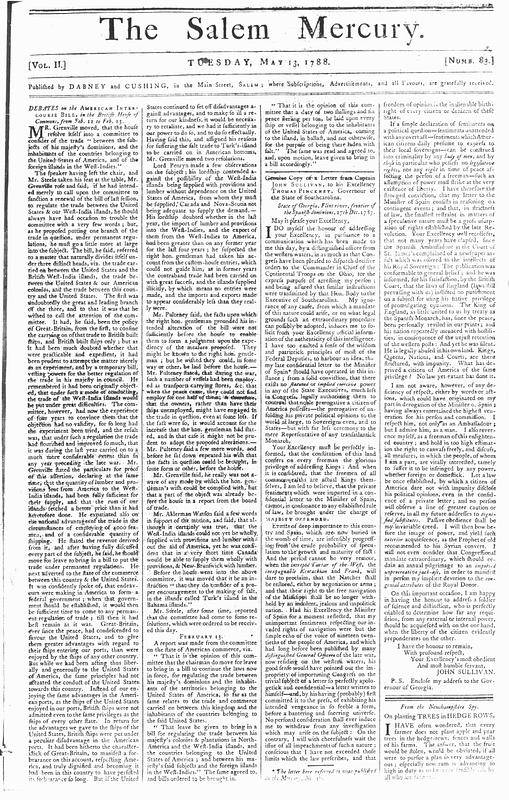 The Salem Mercury. May 13, 1788 - Digital Commonwealth