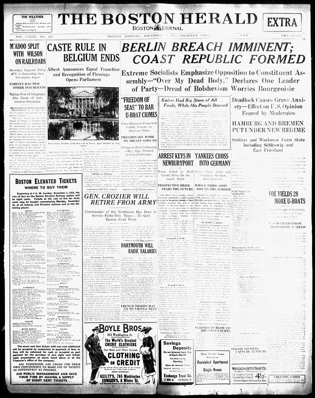 Boston Herald and Boston Journal. November 25, 1918 - Digital Commonwealth