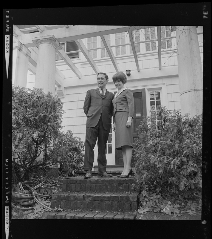 John Heckler and Margaret Heckler outside their home - Digital Commonwealth