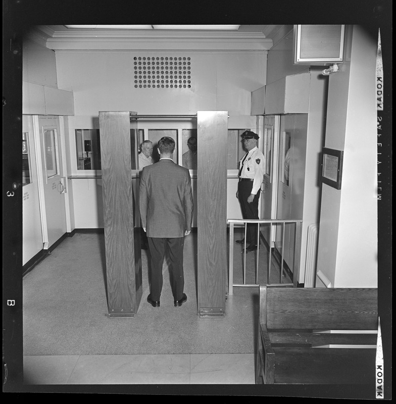 Walk-through metal detector at Charles Street Jail - Digital Commonwealth