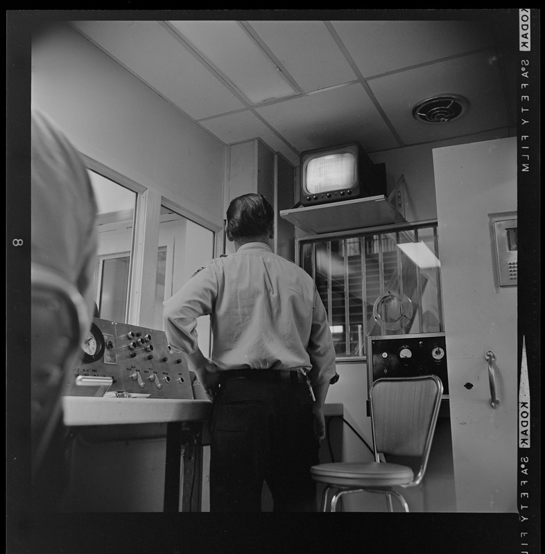 Security control room at Charles Street Jail - Digital Commonwealth
