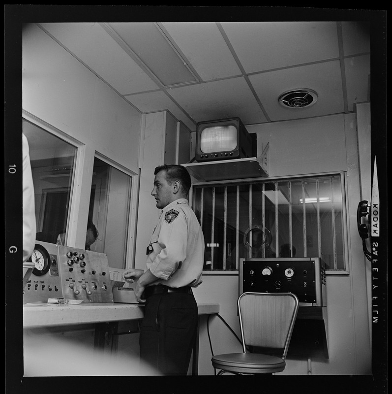 Security control room at Charles Street Jail - Digital Commonwealth