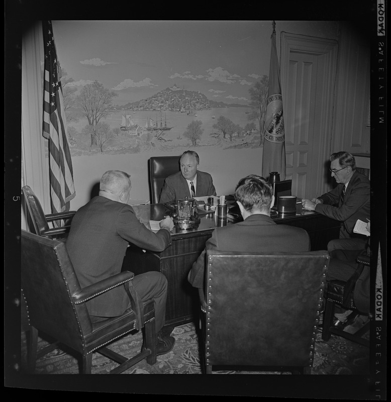 Boston Mayor John Collins in his office with unidentified men - Digital ...