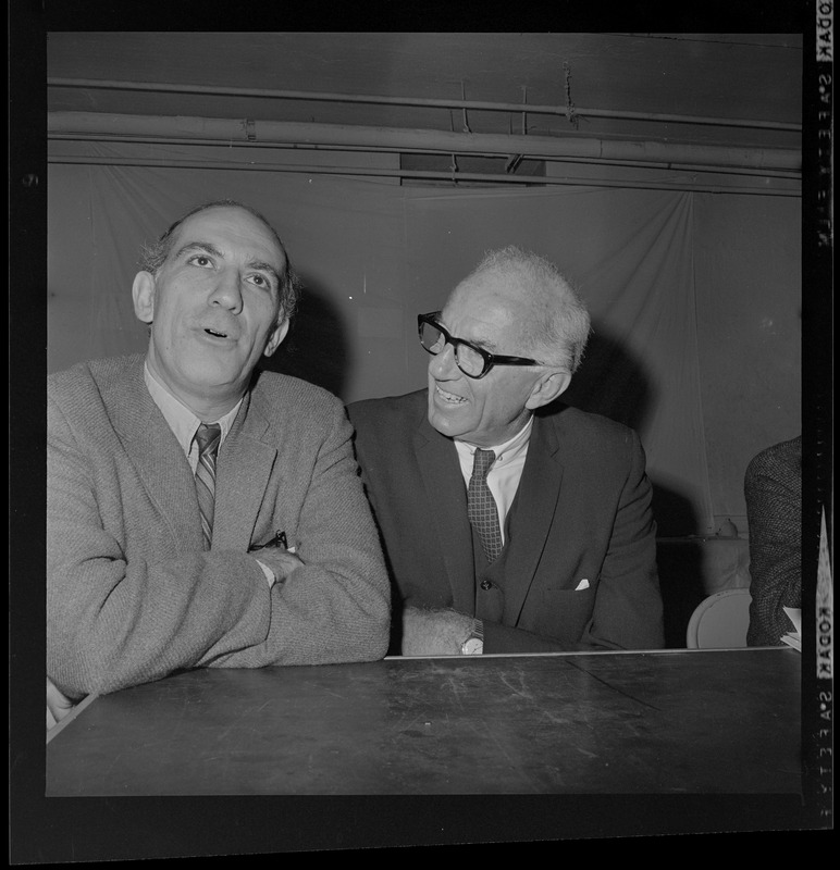 Mitchell Goodman and Dr. Benjamin Spock at "Boston Five" press ...