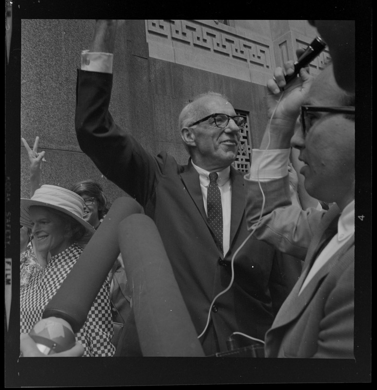 Dr. Benjamin Spock and Jane Spock at Federal Building for sentencing of ...