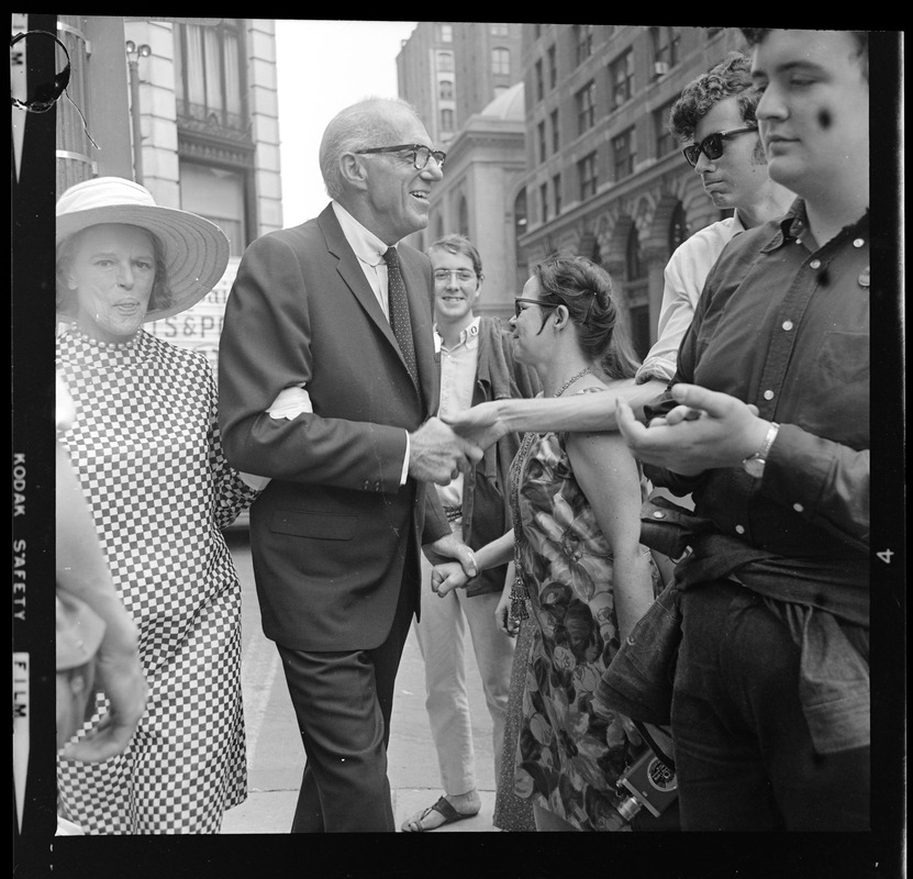 Dr. Benjamin Spock and Jane Spock at Federal Building for sentencing of ...