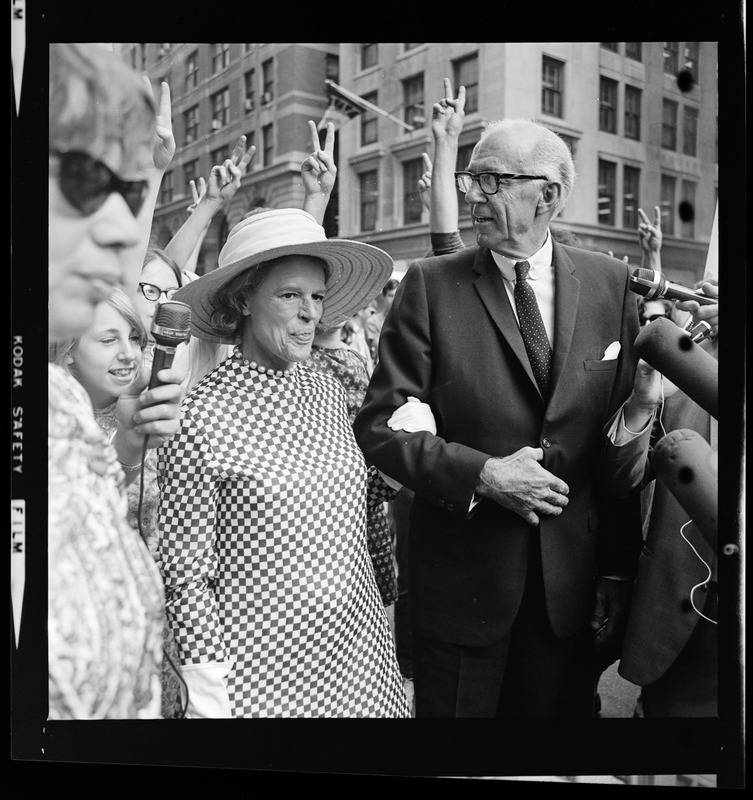 Dr. Benjamin Spock and Jane Spock at Federal Building for sentencing of ...