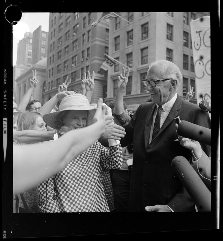 Dr. Benjamin Spock and Jane Spock at Federal Building for sentencing of ...