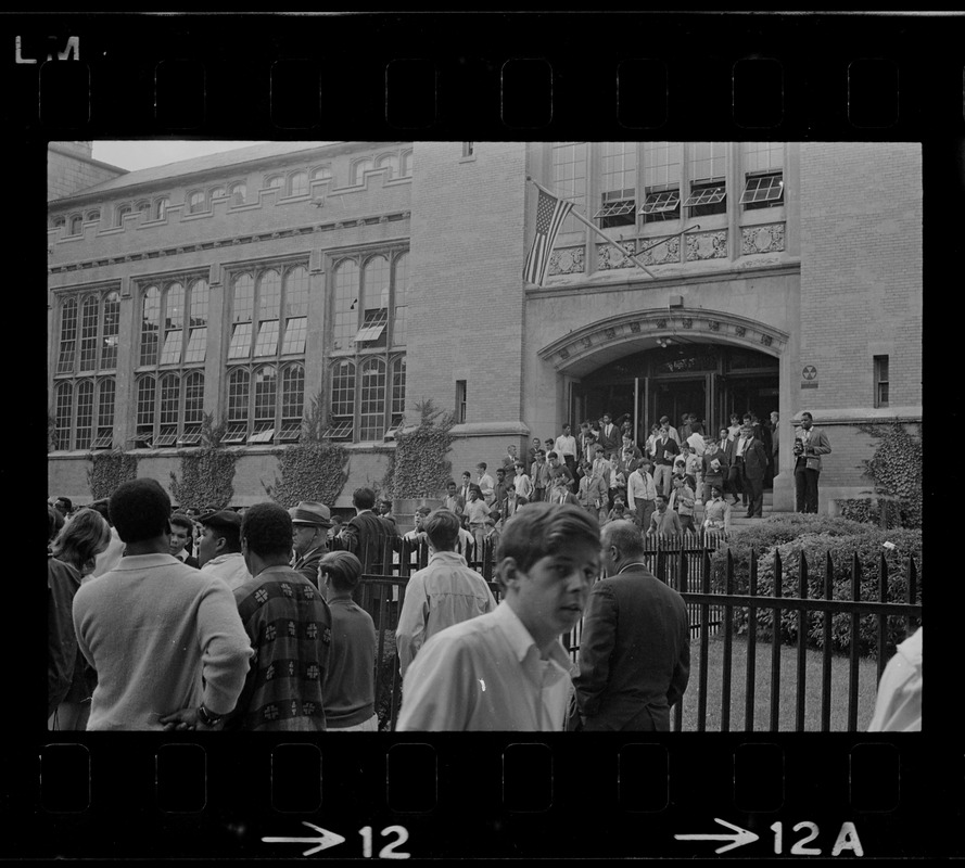 Students outside English High School during demonstration - Digital ...