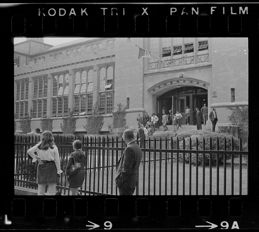 Students outside English High School during demonstration - Digital ...