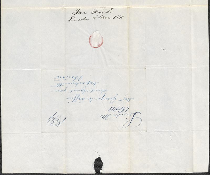 Ira Fish to George Coffin, 2 November 1840 - Digital Commonwealth