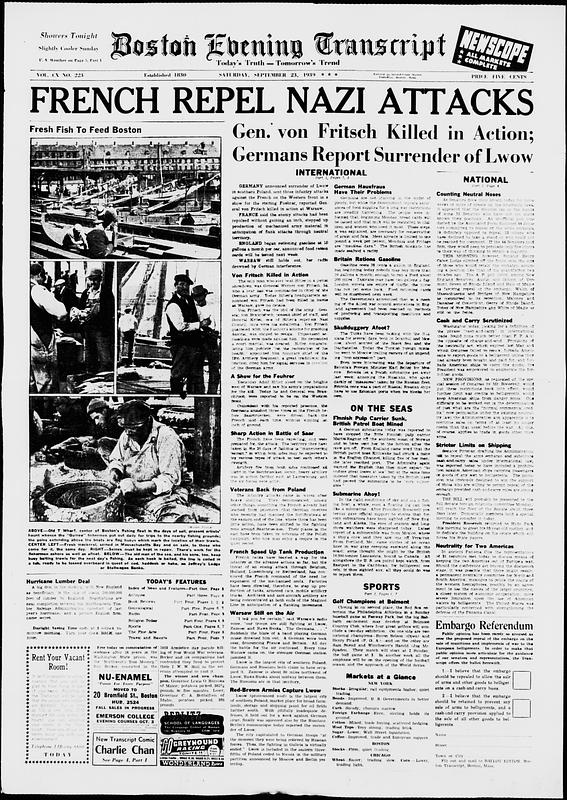 Boston Evening Transcript. September 23, 1939 - Digital Commonwealth