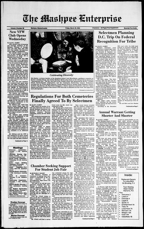 The Mashpee Enterprise. March 29, 2002 - Digital Commonwealth